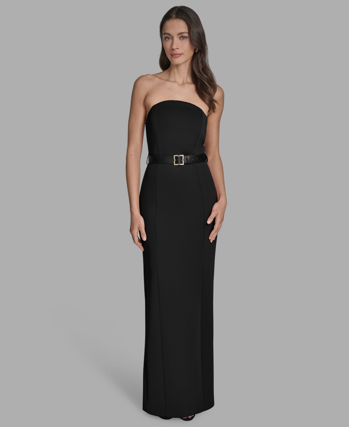 Click here for Bcbg Womens Belted Sleeveless Scuba Gown - Black prices