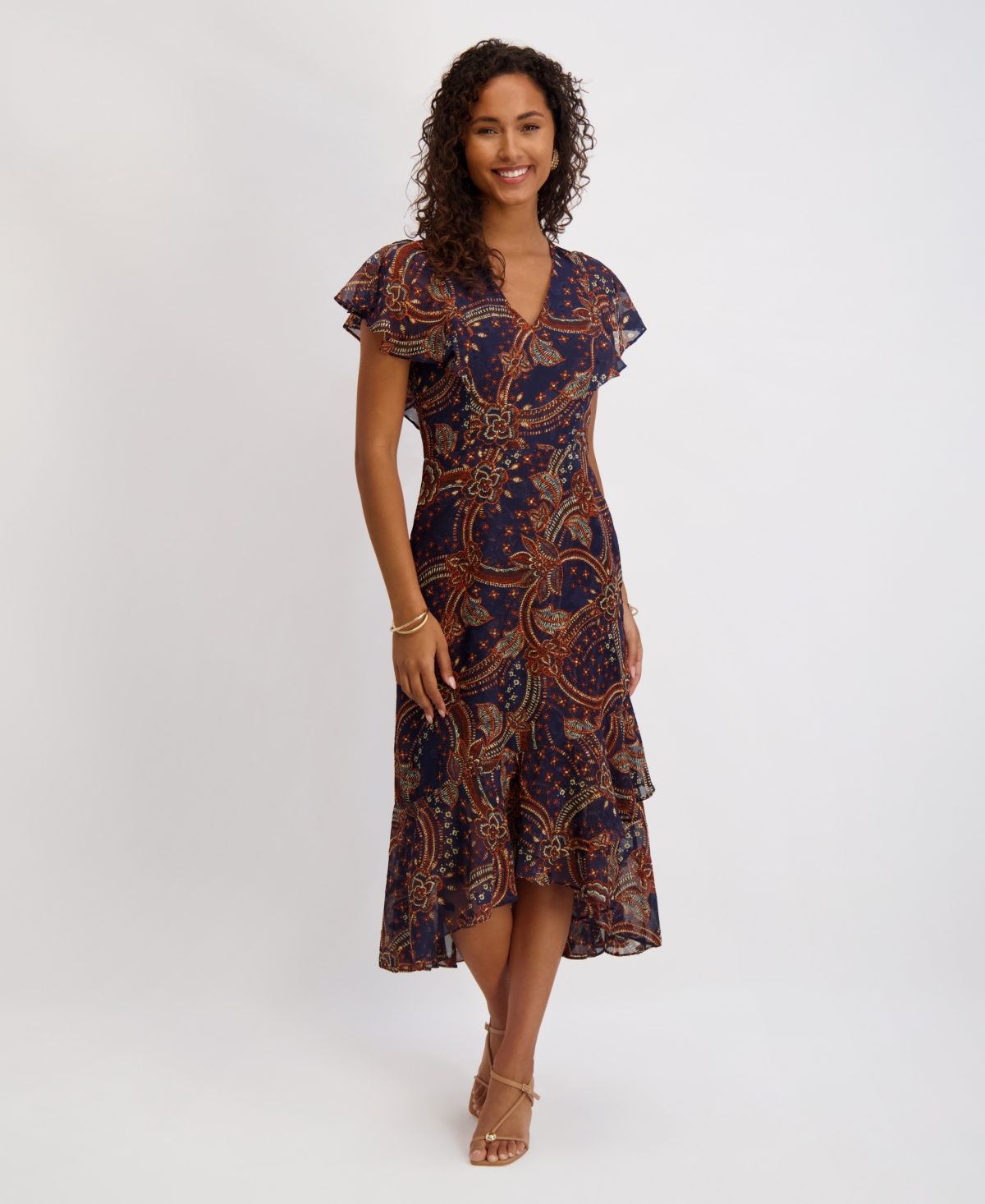 Click here for kensie Womens Printed Burnout Chiffon A-Line Dress... prices