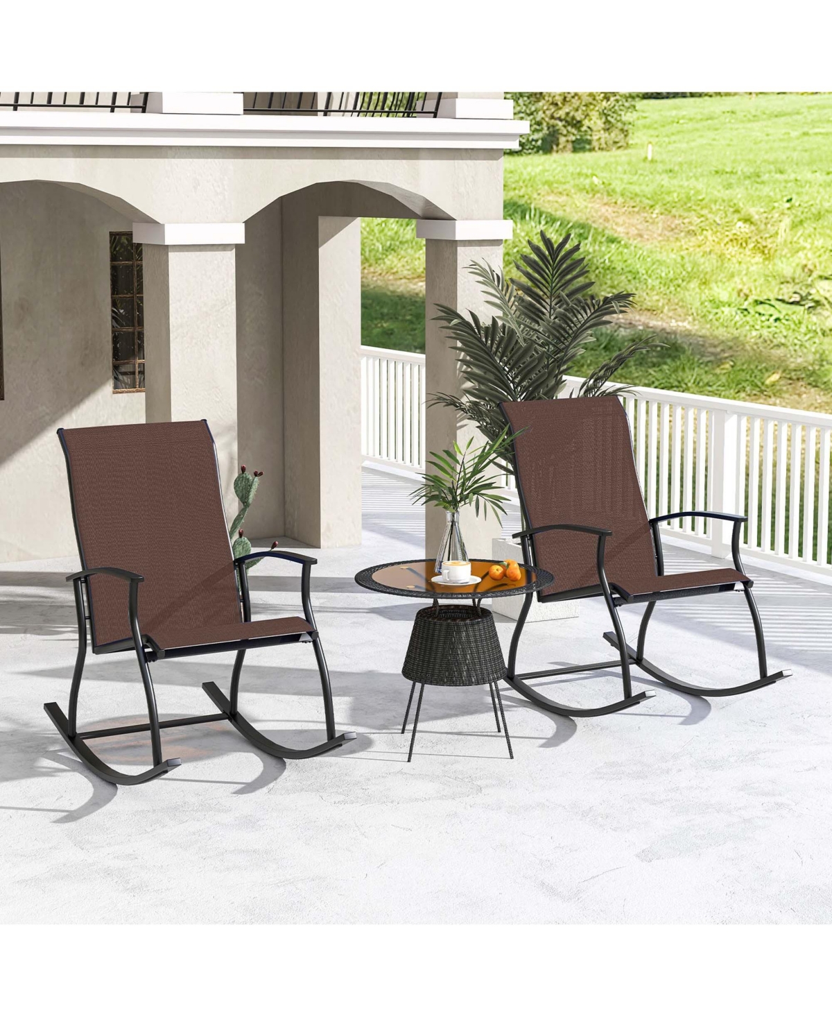 Click here for 2 Pcs Outdoor Rocking Chairs with Breathable Backr... prices