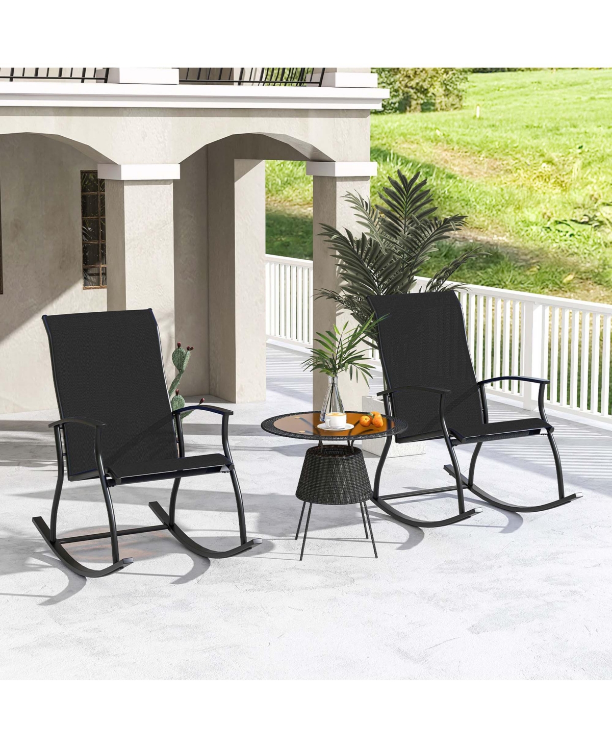 Click here for 2 Pcs Outdoor Rocking Chairs with Breathable Backr... prices
