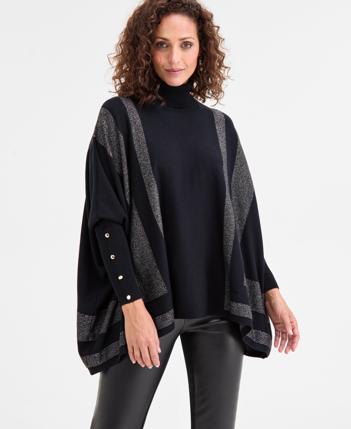 Click here for Jm Collection Womens Poncho Turtleneck Sweater  Re... prices