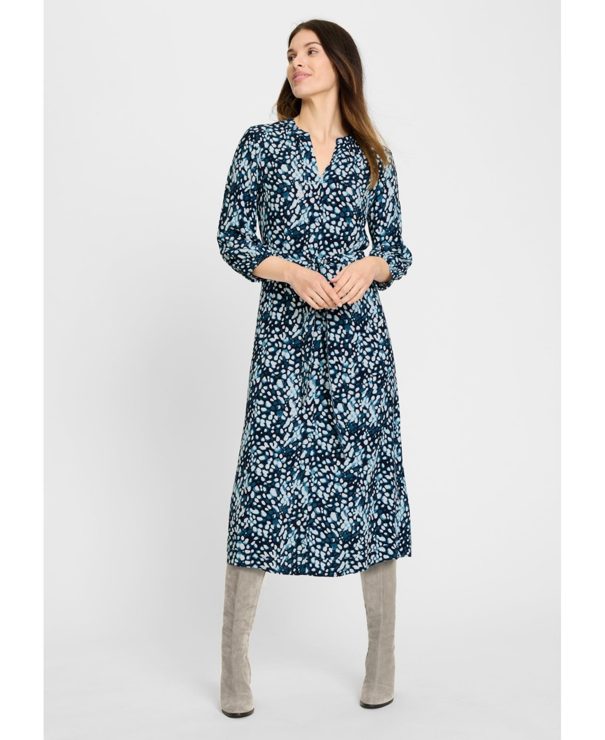 Click here for Olsen Womens Modern Animal Print Tunic Dress - Ink... prices