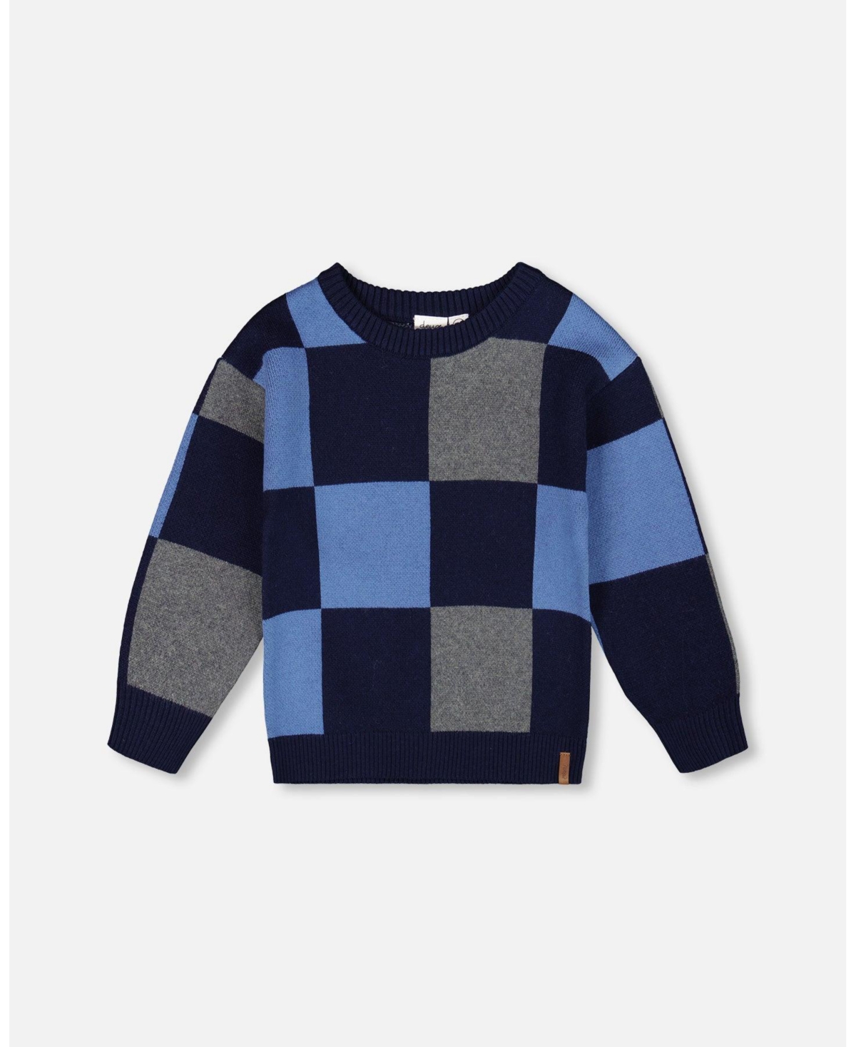 Click here for Deux par Deux Boy Knit Sweater Blue Checkered - Ch... prices