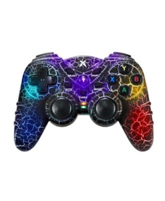NBCP Light-Up Wireless Controller for PC, Black Crack Design with RGB ...