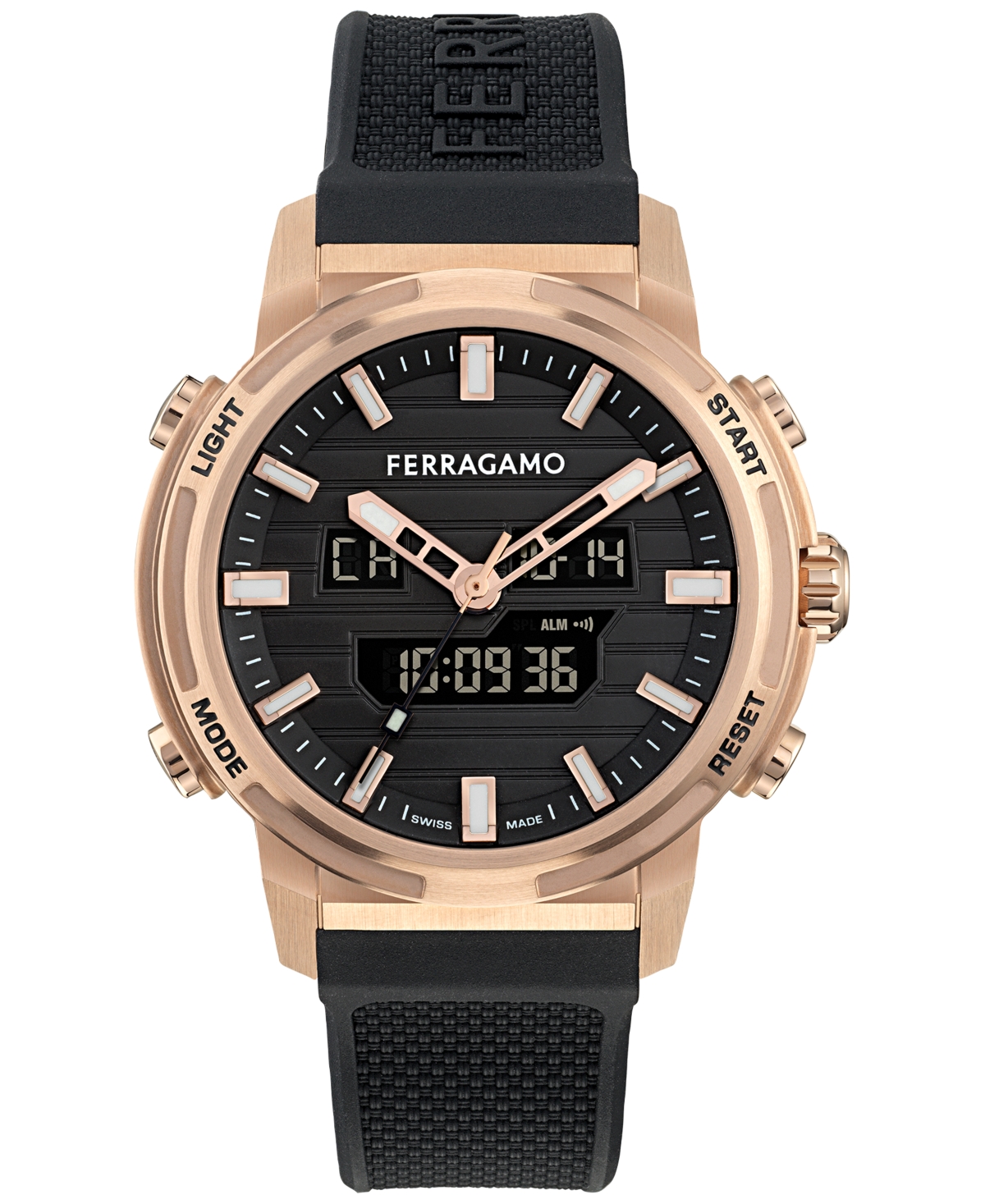 Click here for Ferragamo Sport Anadigit Mens Rose Gold Case Black... prices