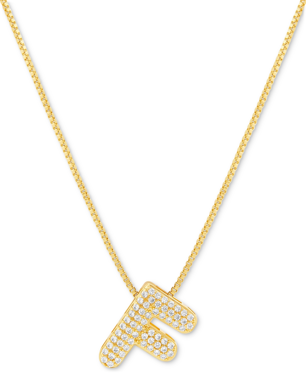 Click here for Cubic Zirconia Bubbly Initial F 18 Pendant Necklac... prices