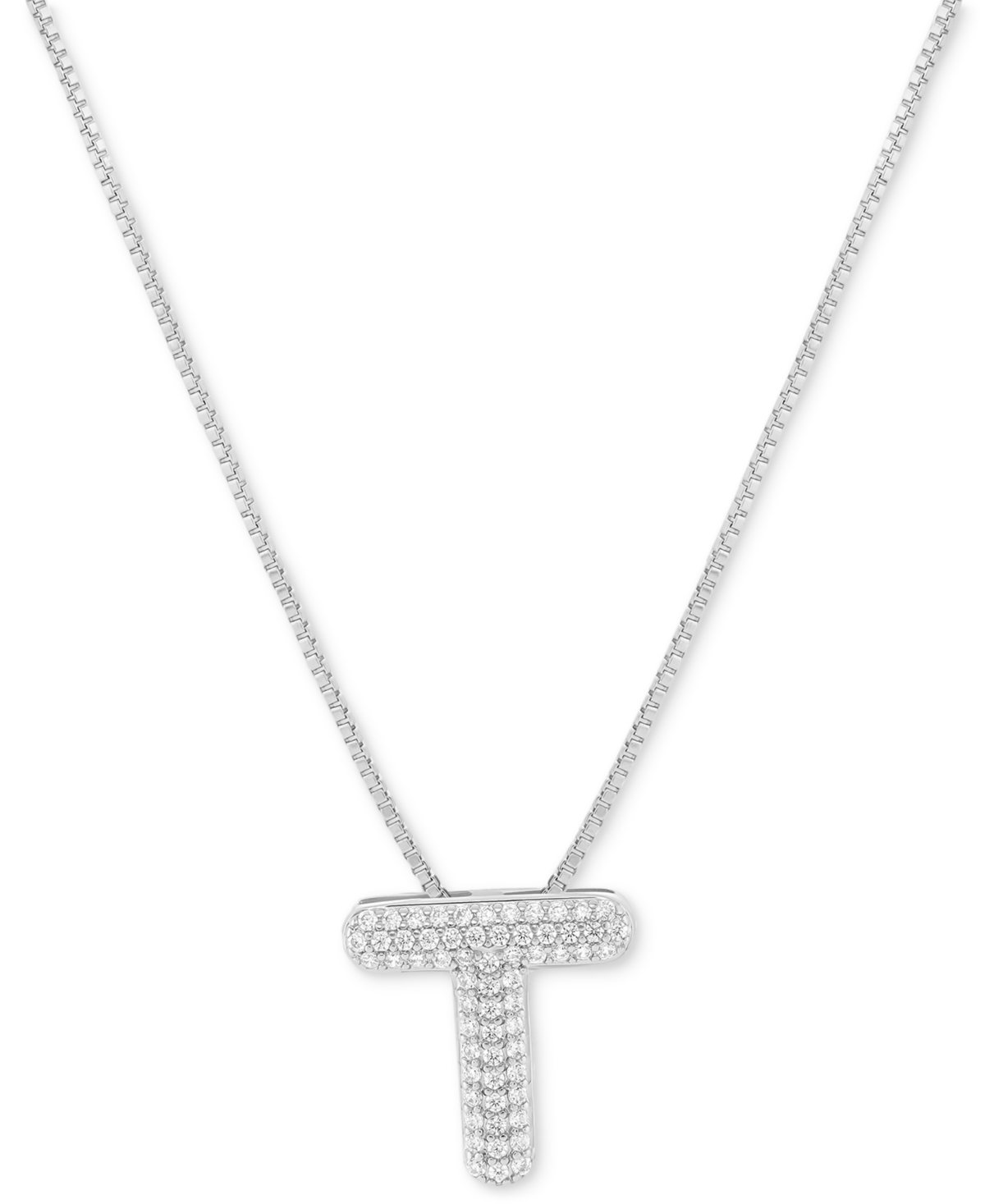 Click here for Cubic Zirconia Bubbly Initial T 18 Pendant Necklac... prices