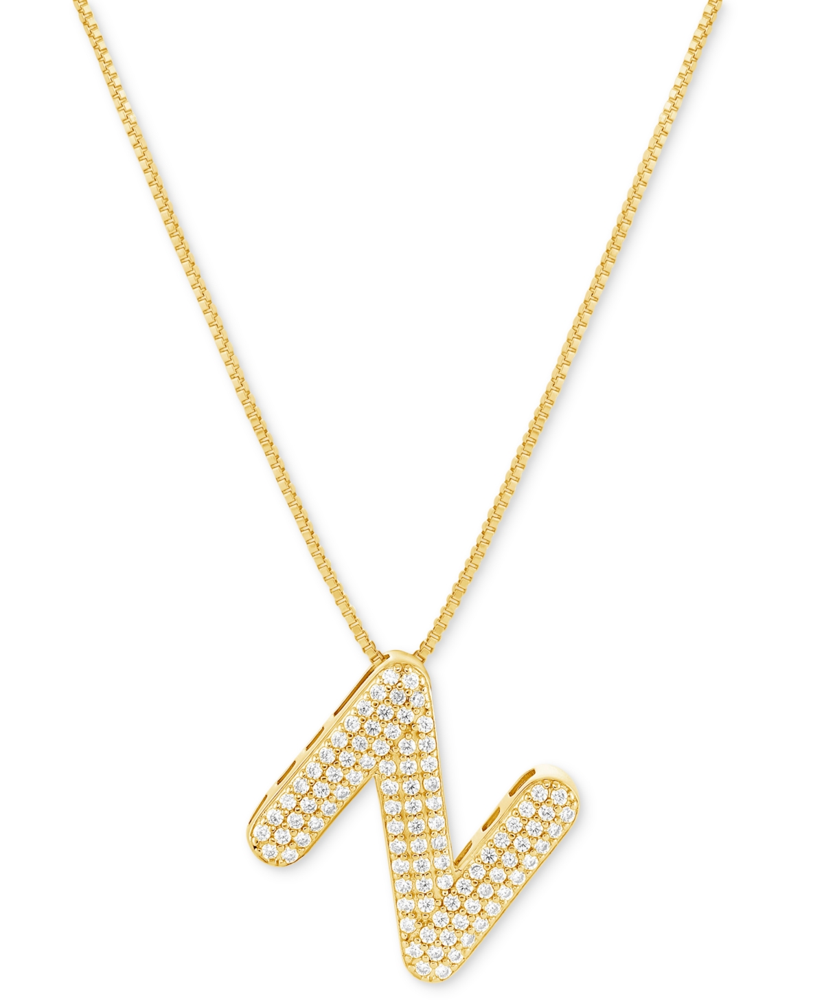 Click here for Cubic Zirconia Bubbly Initial N 18 Pendant Necklac... prices