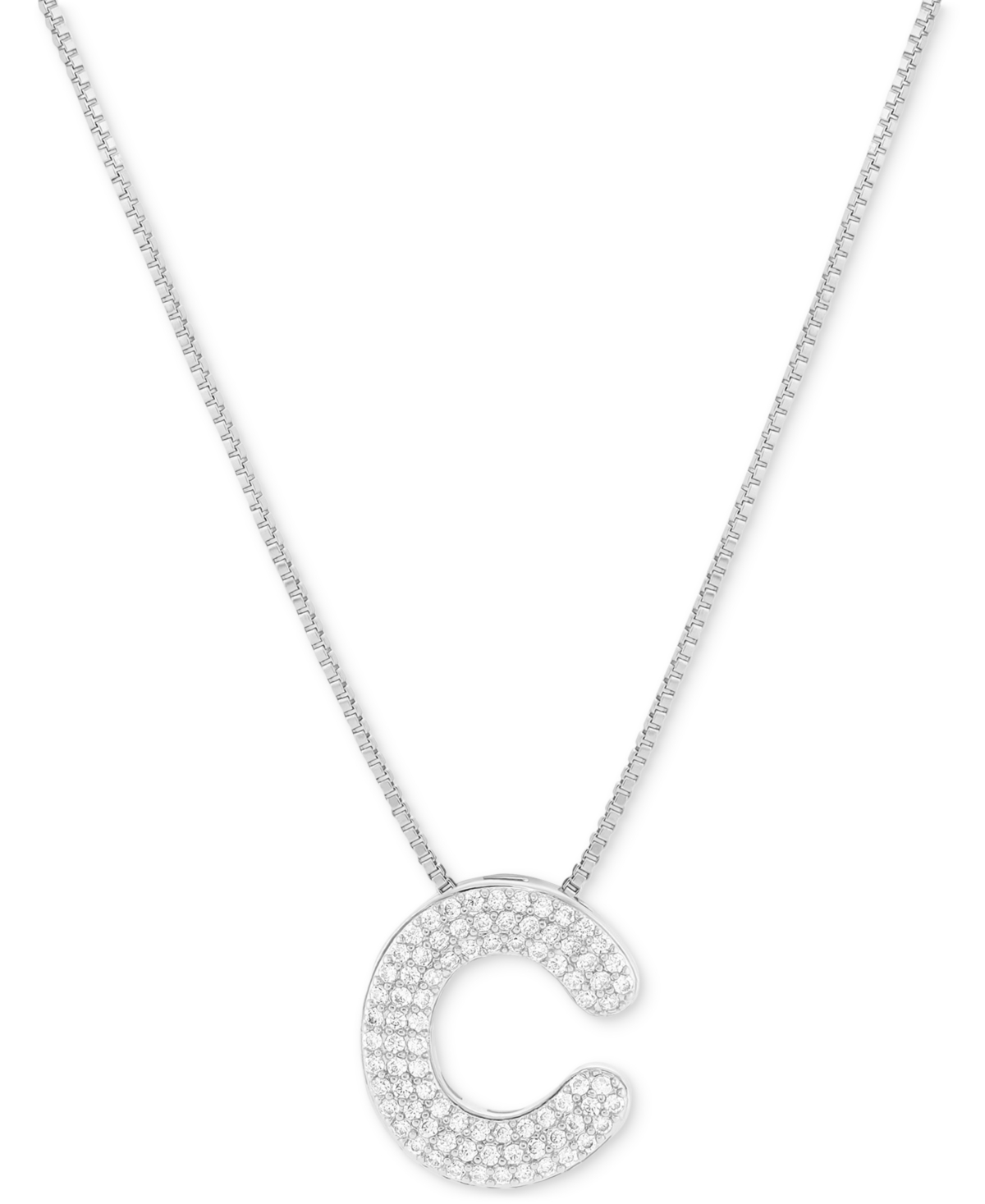 Click here for Cubic Zirconia Bubbly Initial C 18 Pendant Necklac... prices