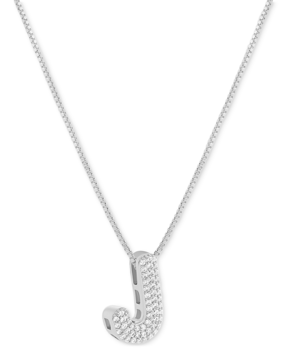 Click here for Cubic Zirconia Bubbly Initial J 18 Pendant Necklac... prices