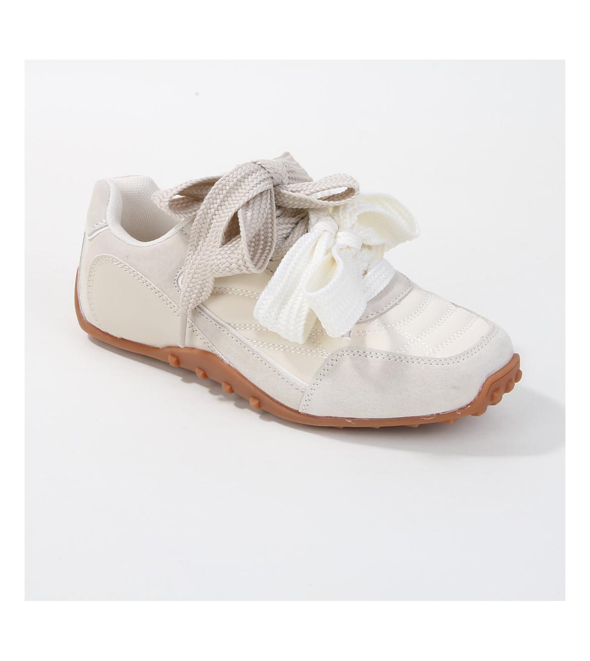 Click here for Berness Lacey Double Lace Sneakers - Cream prices
