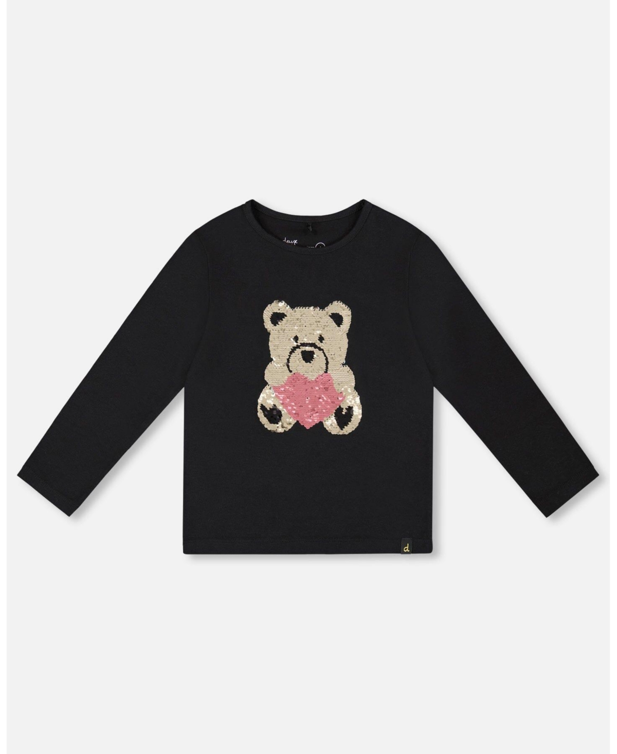 Click here for Deux par Deux Girl Black Cotton T-Shirt with Rever... prices