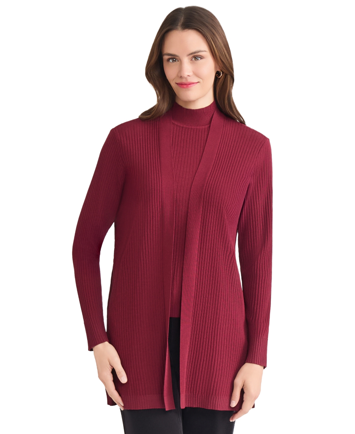 Click here for Jones New York Womens Sutton Ribbed Long-Sleeve Ca... prices