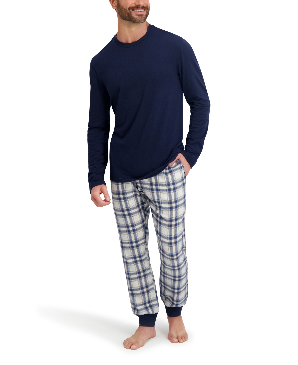 Click here for Hanes Mens Long Sleeve Crew Flannel Sleep Set - In... prices