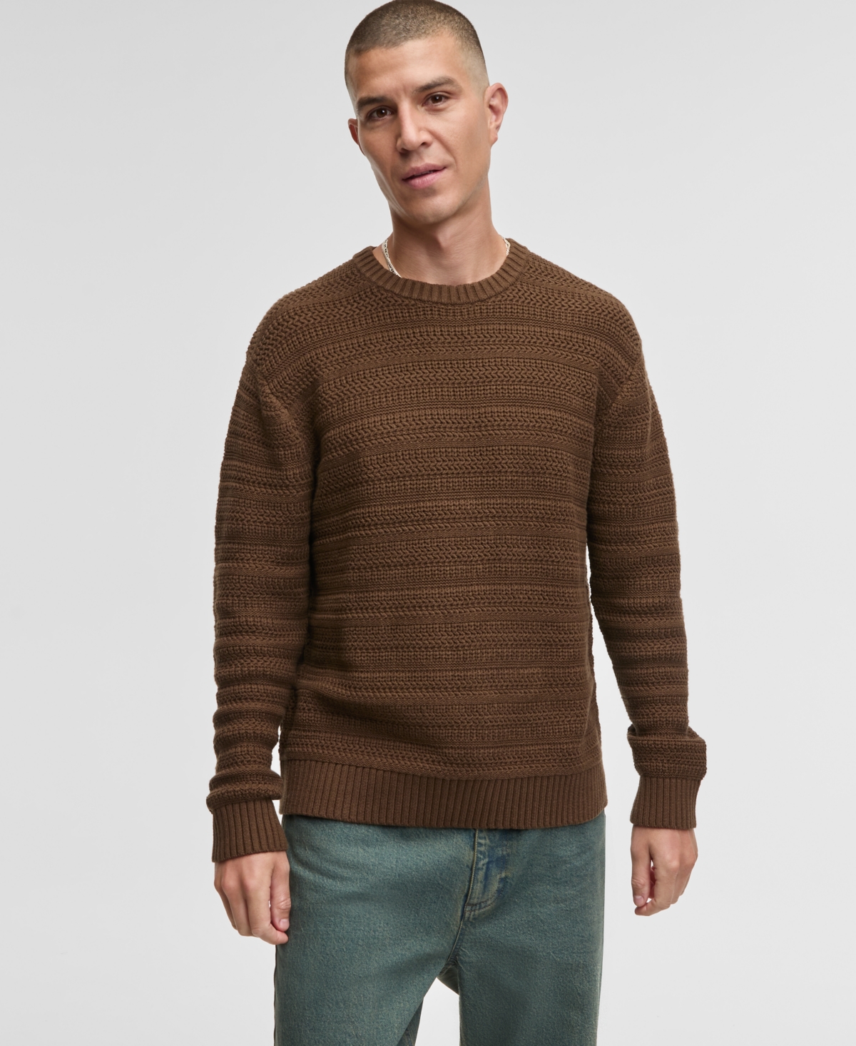 Click here for Mode of One Mens Relaxed-Fit Textured Sweater  Mac... prices