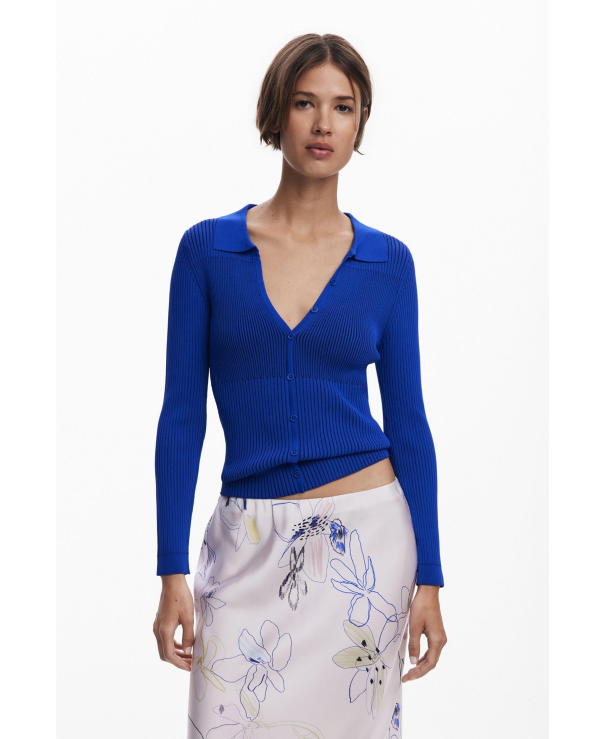 Click here for Desigual Womens Fine buttoned sweater - Klein blue prices