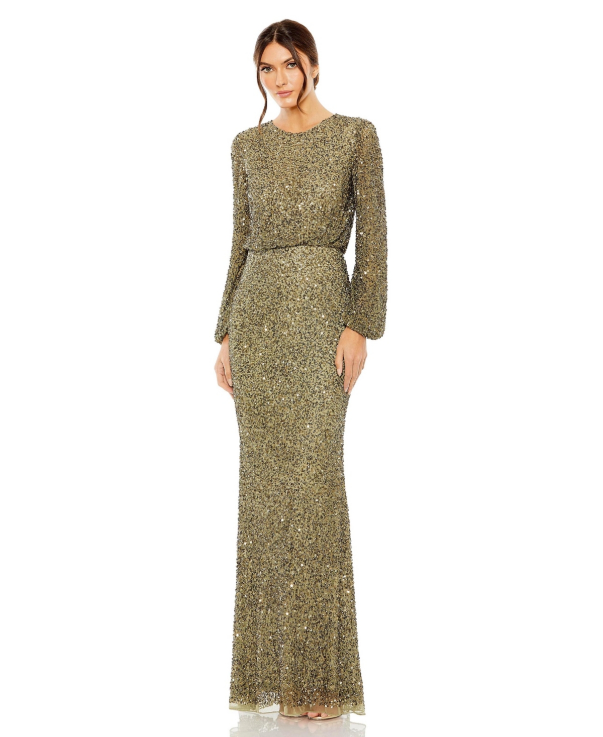 Click here for Mac Duggal Womens High Neck Long Sleeve Beaded Blo... prices