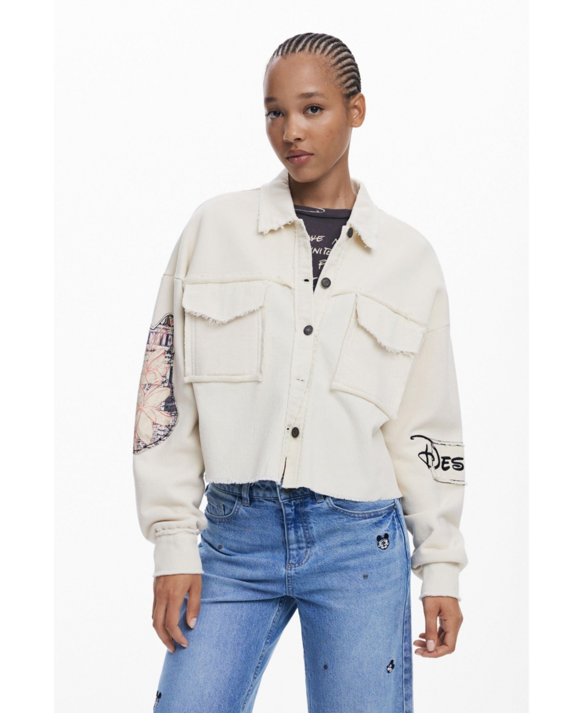 Click here for Desigual Womens Mickey sweatshirt-style jacket - L... prices