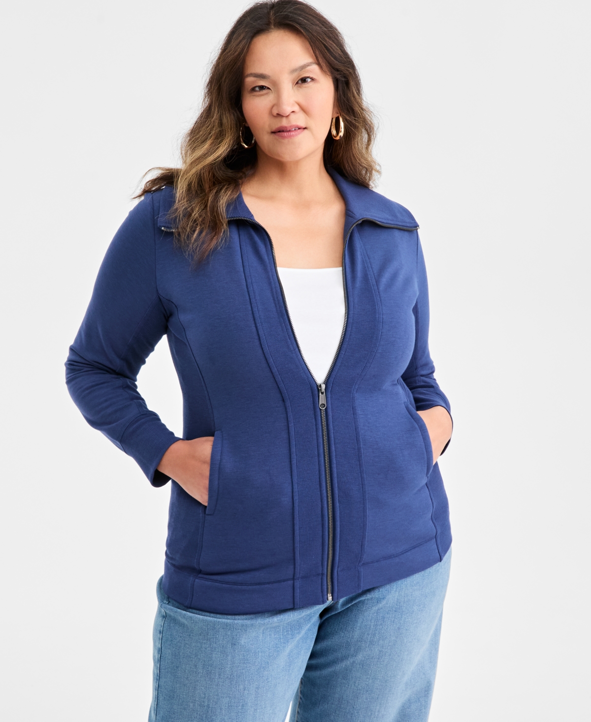 Click here for Style & Co Plus Size Fleece Zip-Front Tunic  Exclu... prices