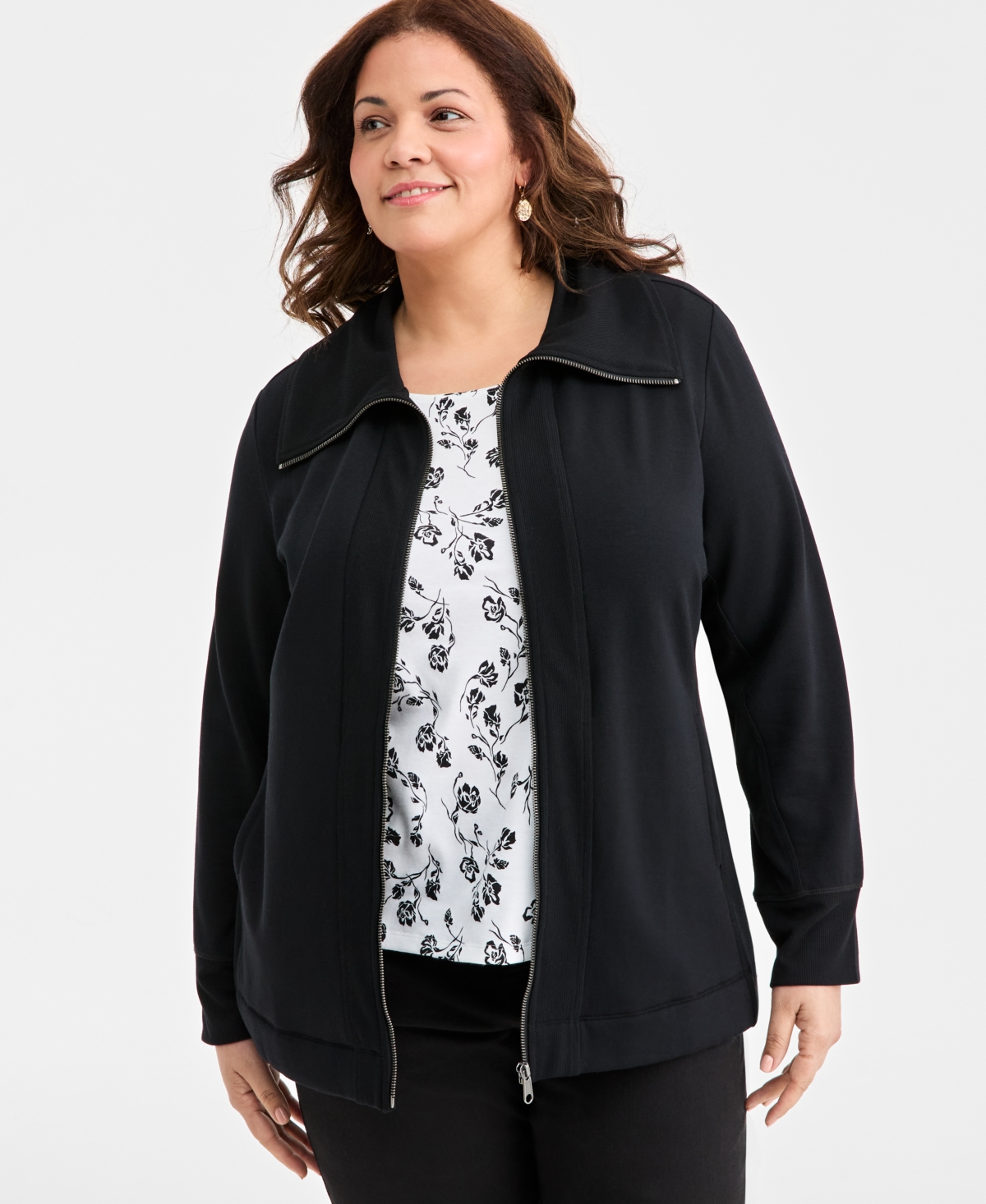 Click here for Style & Co Plus Size Fleece Zip-Front Tunic  Exclu... prices