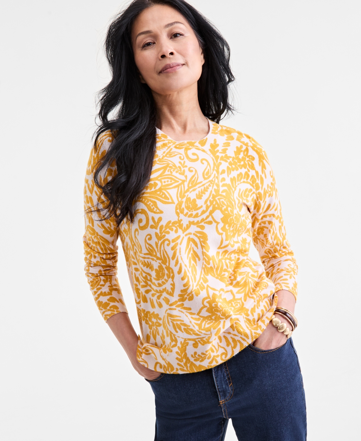 Click here for Style & Co Womens Printed Crewneck Sweater  Macys... prices