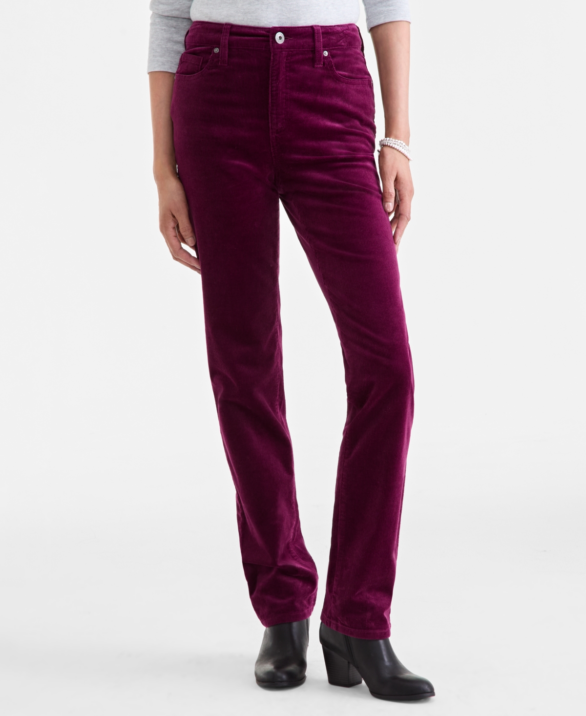 Click here for Style & Co Womens High-Rise Straight-Leg Corduroy... prices