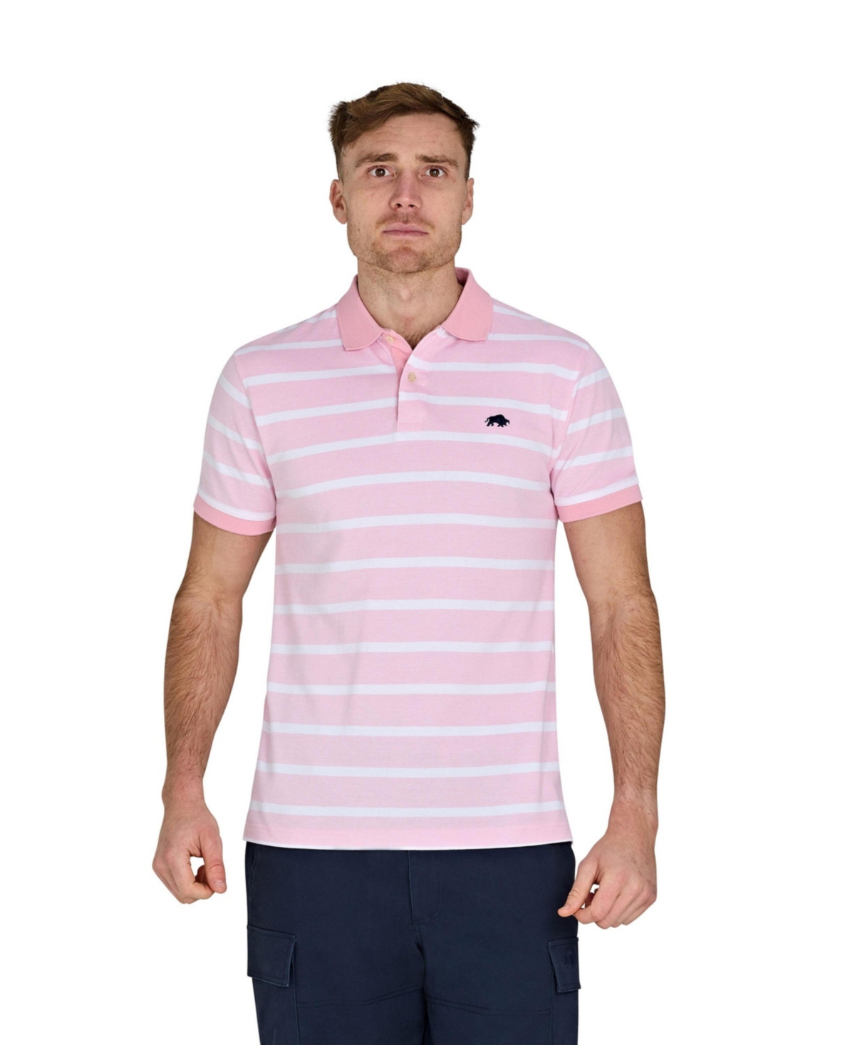 Click here for Raging Bull Birdseye Stripe Pique Polo - Pink prices