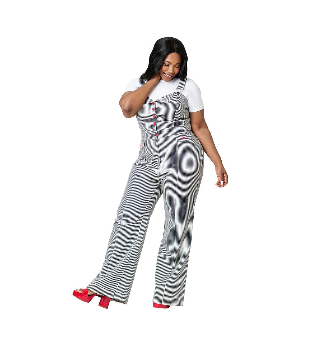 Click here for Smak Parlour Plus Size Wide Leg Dungarees - Navy r... prices