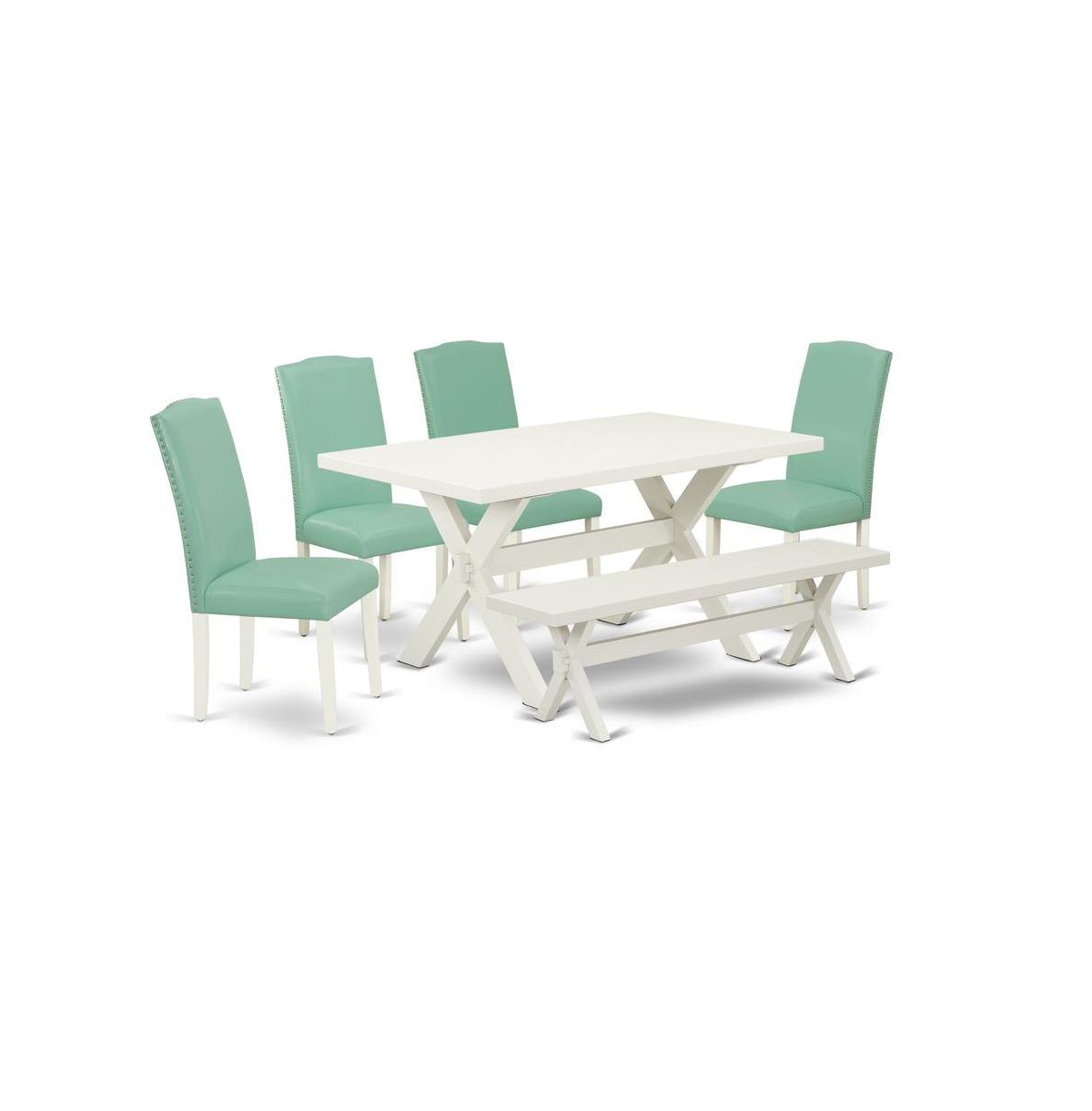 Click here for East West Furniture 6-Piece Wood Dining Table Set-... prices