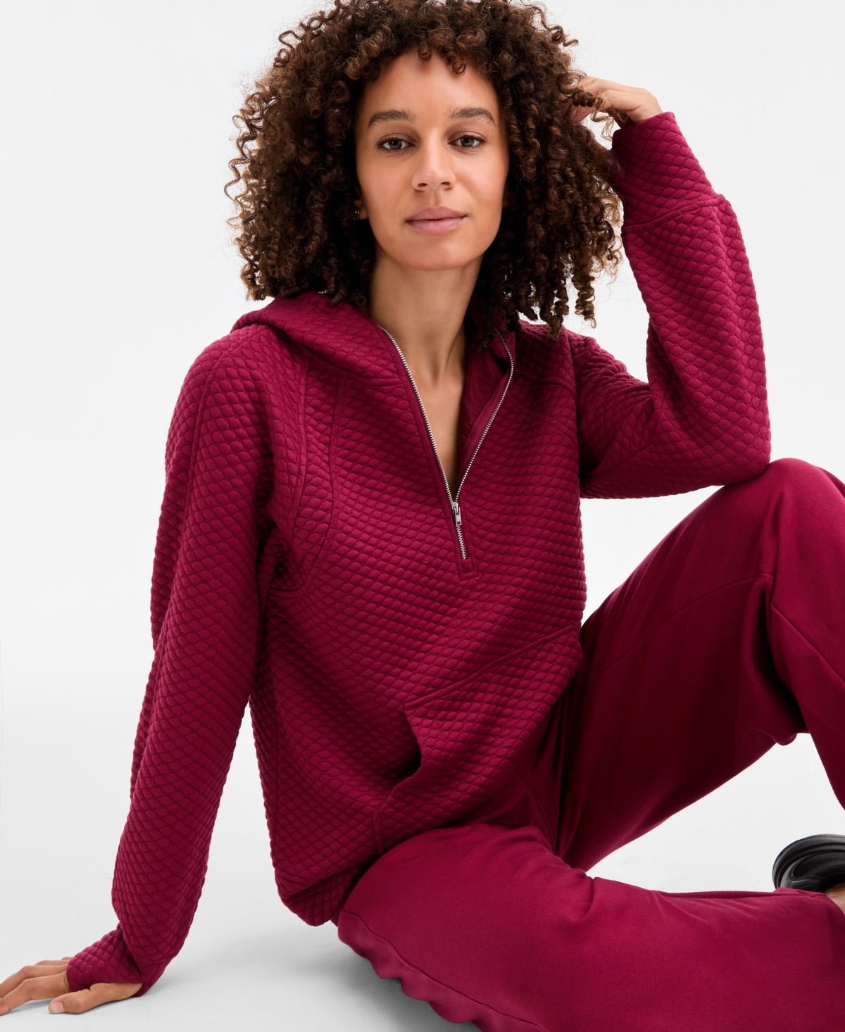 Click here for Id Ideology Womens Relaxed Quilted Half-Zip Hoodie... prices