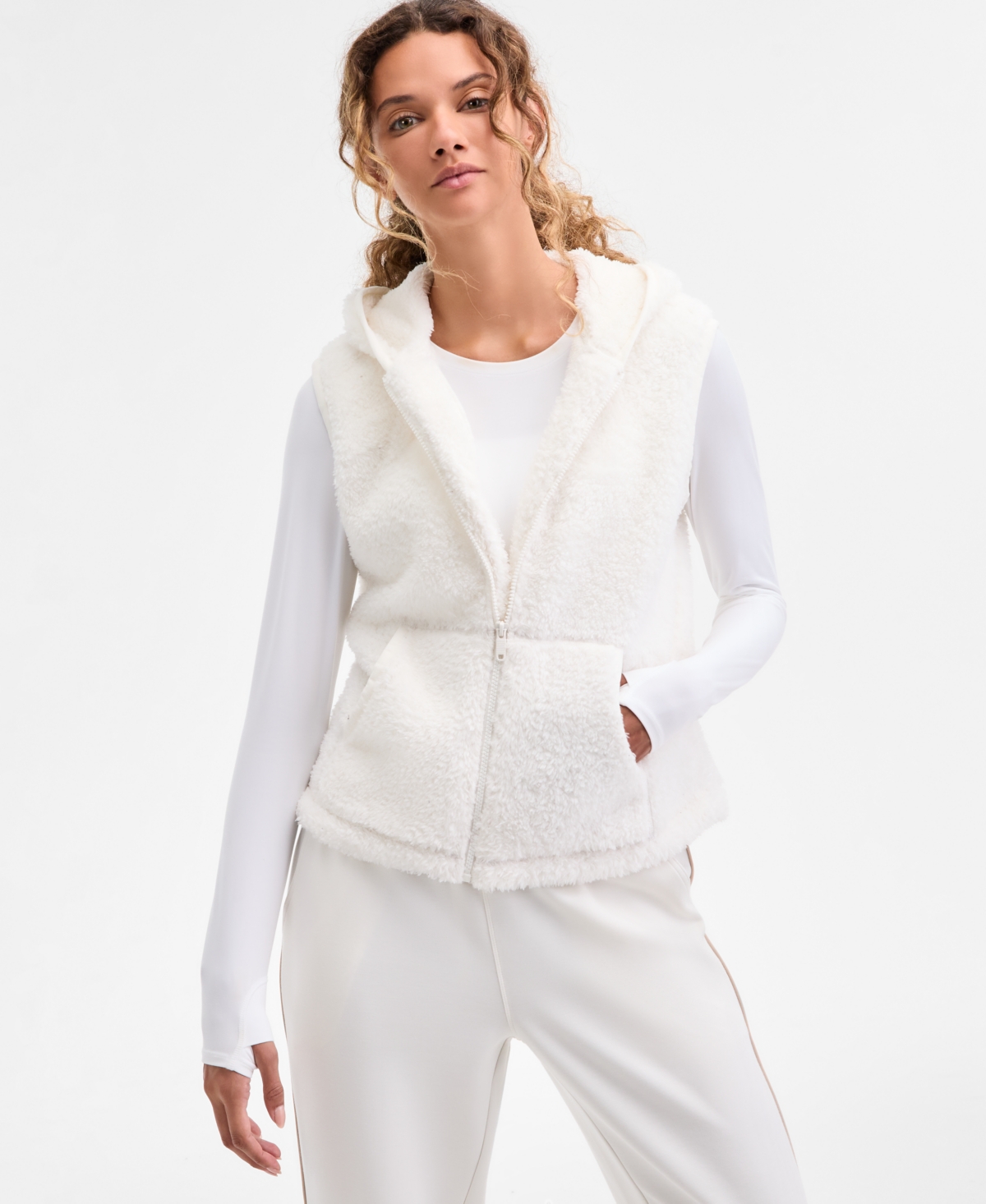 Click here for Id Ideology Womens Relaxed Hooded Sherpa Vest  Mac... prices