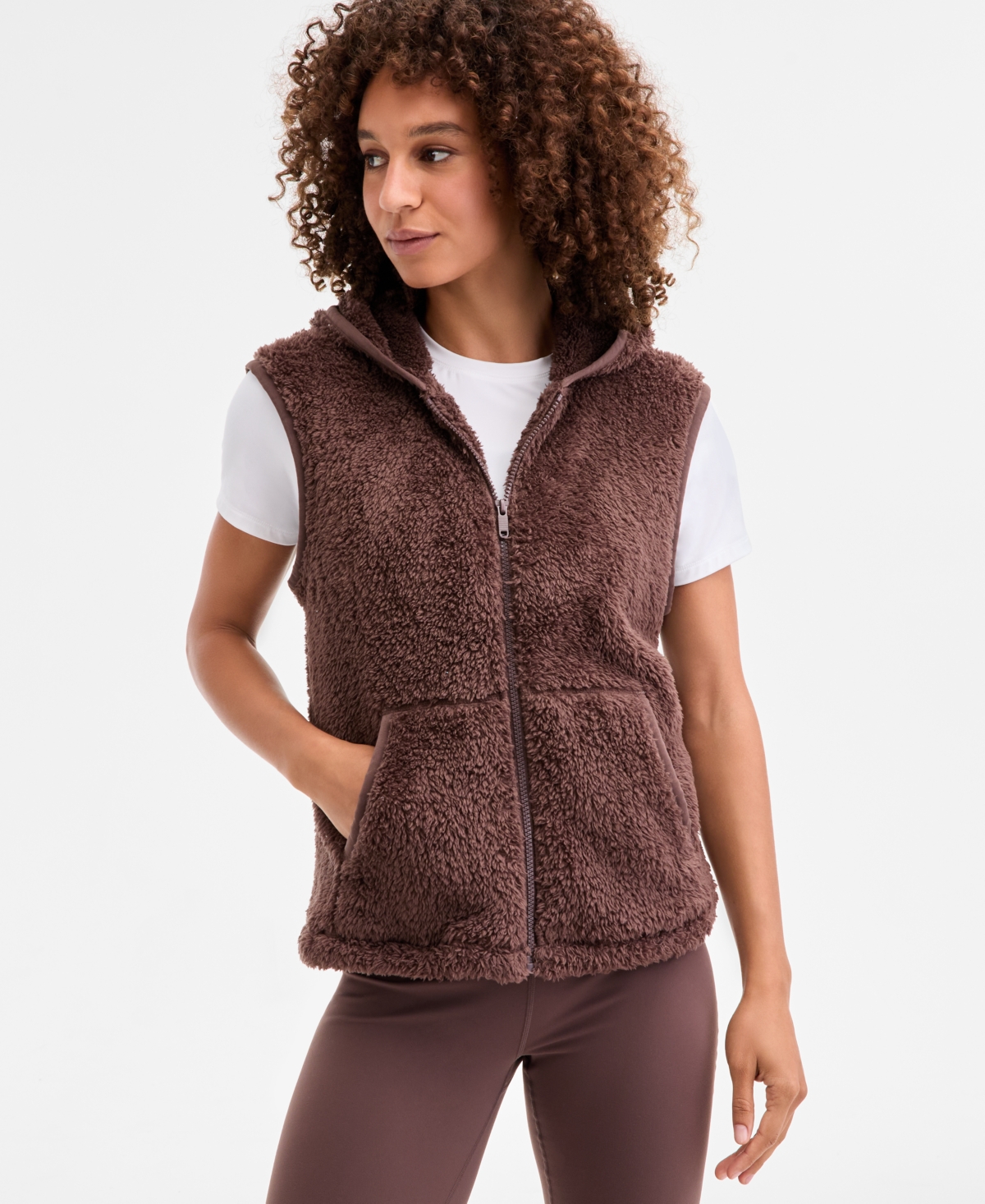 Click here for Id Ideology Womens Relaxed Hooded Sherpa Vest  Mac... prices