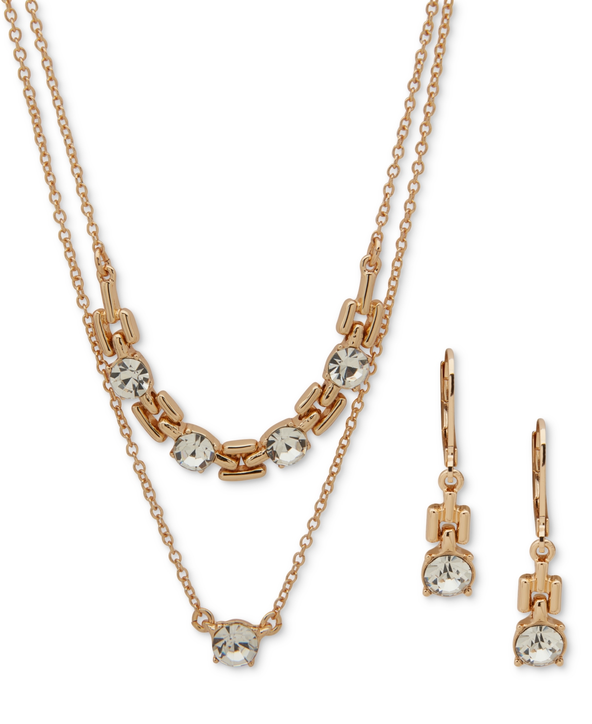 Click here for Anne Klein Crystal Drop Earrings & Two-Row Necklac... prices