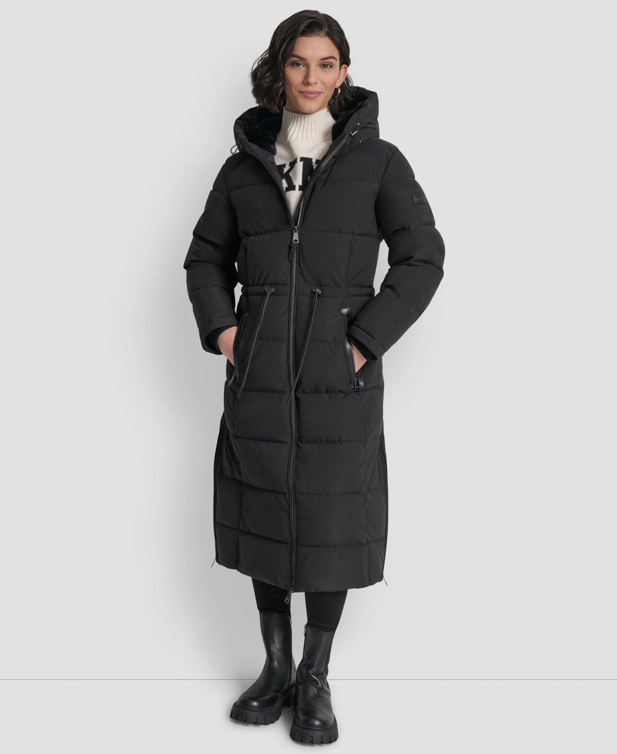 Click here for Dkny Womens Hooded Anorak Maxi Puffer Coat - Black prices
