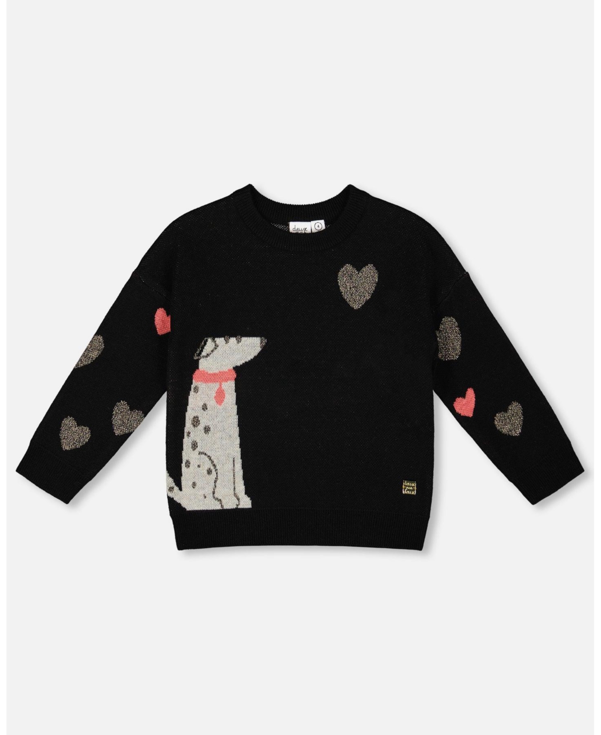 Click here for Deux par Deux Girl Knit Sweater Black with Dalmati... prices