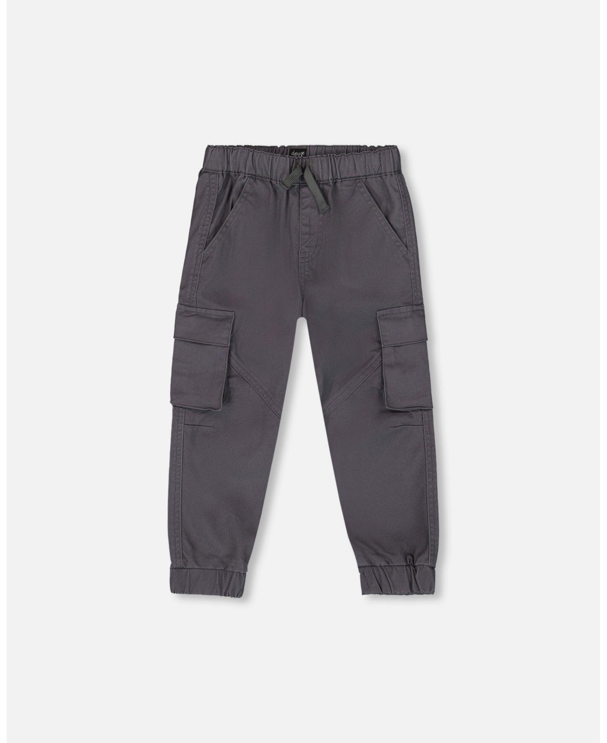Deux par Deux Boy Twill Jogger Cargo Pants Dark Gray - Child - Dark gray blue