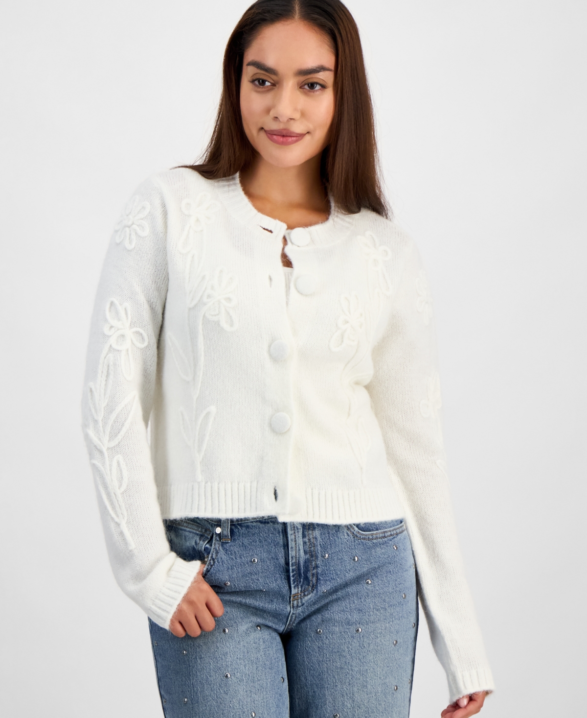 Click here for And Now This Petite 3D-Floral Cardigan  Macys Excl... prices