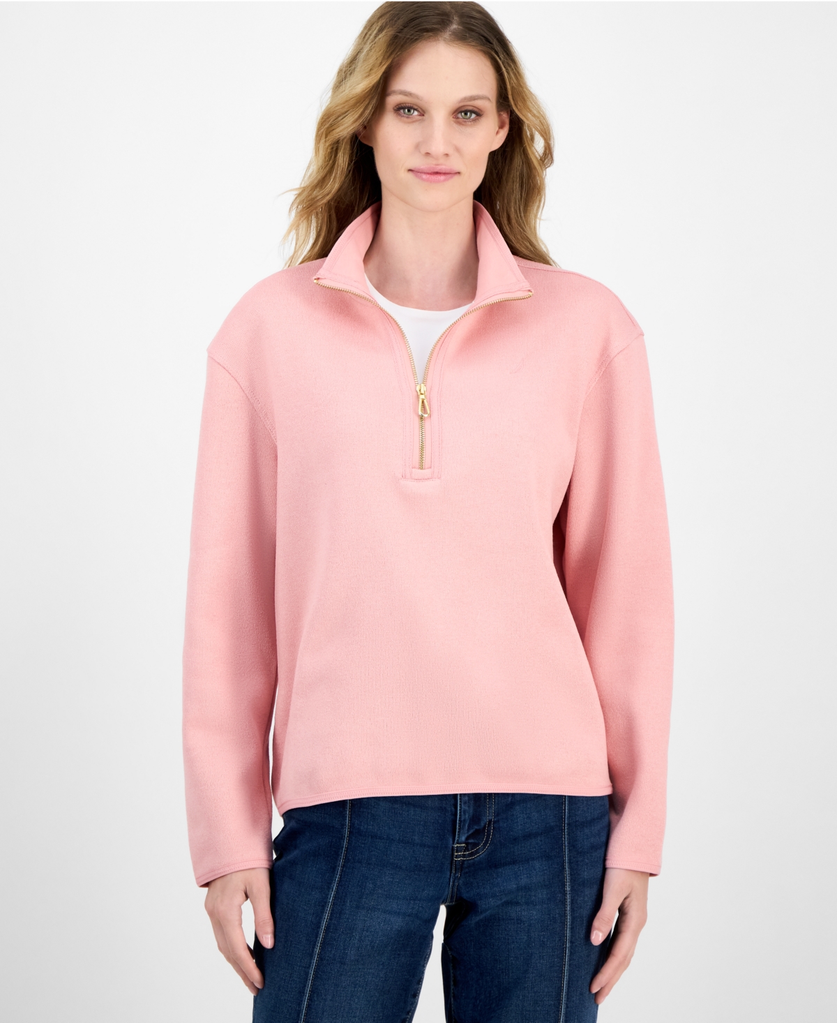 Click here for Nautica Jeans Womens Sweater Fleece Quarter-Zip Ja... prices