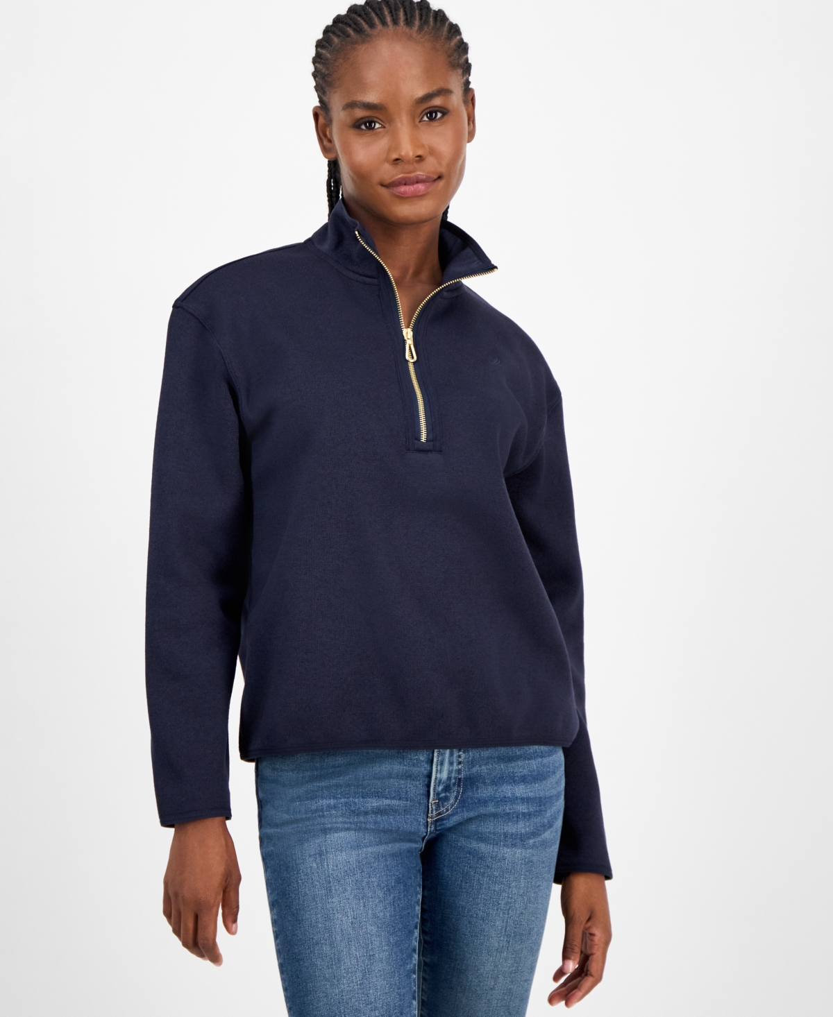 Click here for Nautica Jeans Womens Sweater Fleece Quarter-Zip Ja... prices