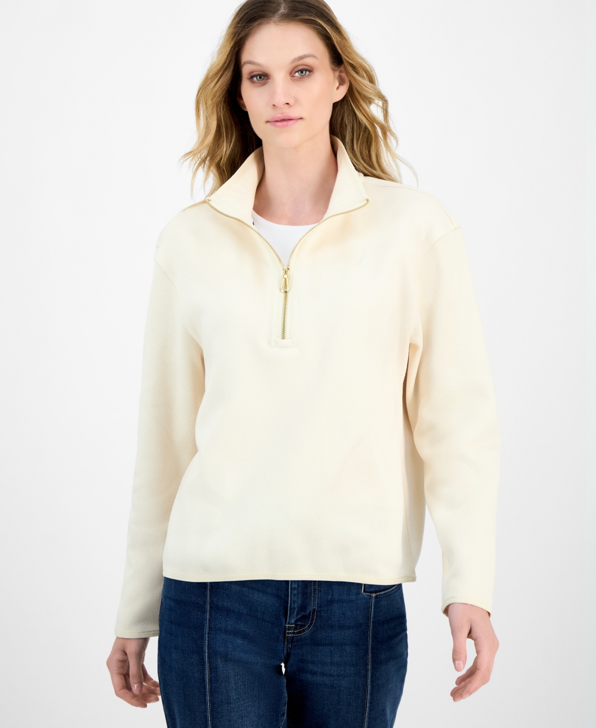 Click here for Nautica Jeans Womens Sweater Fleece Quarter-Zip Ja... prices