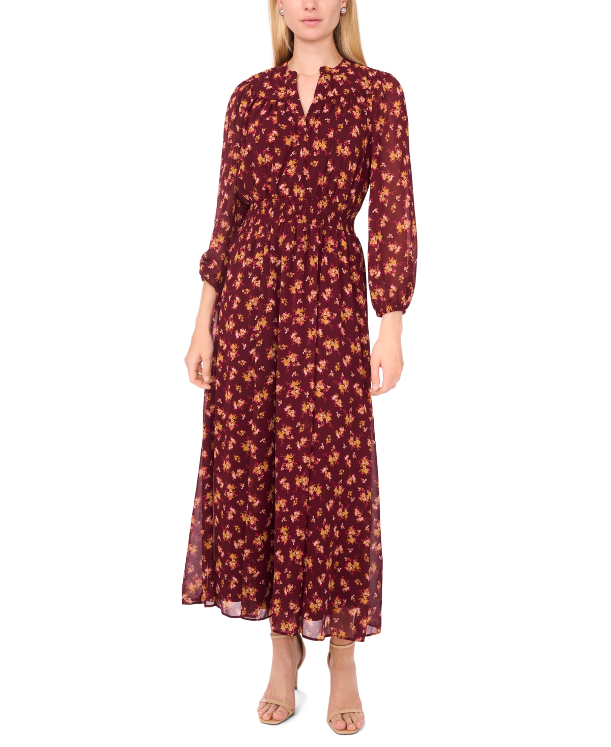 Click here for Sam & Jess Womens Shirred Long-Sleeve Maxi Dress -... prices