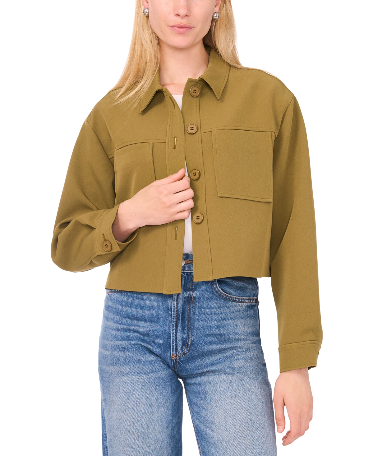 Click here for Sam & Jess Womens V-Neck Cropped Jacket - Od Olive prices