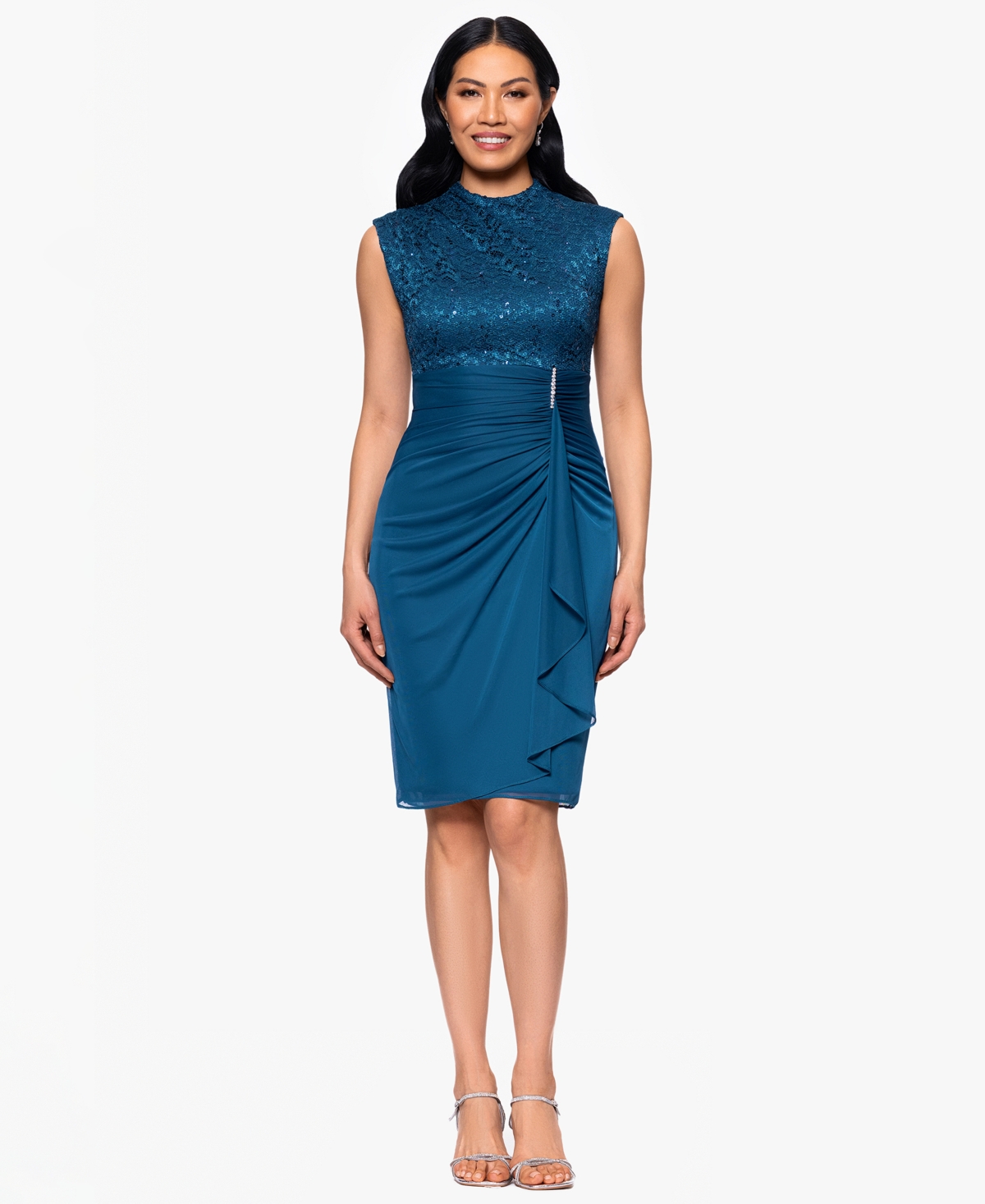 Click here for B&A By Betsy and Adam Womens Lace Ruched Dress - P... prices