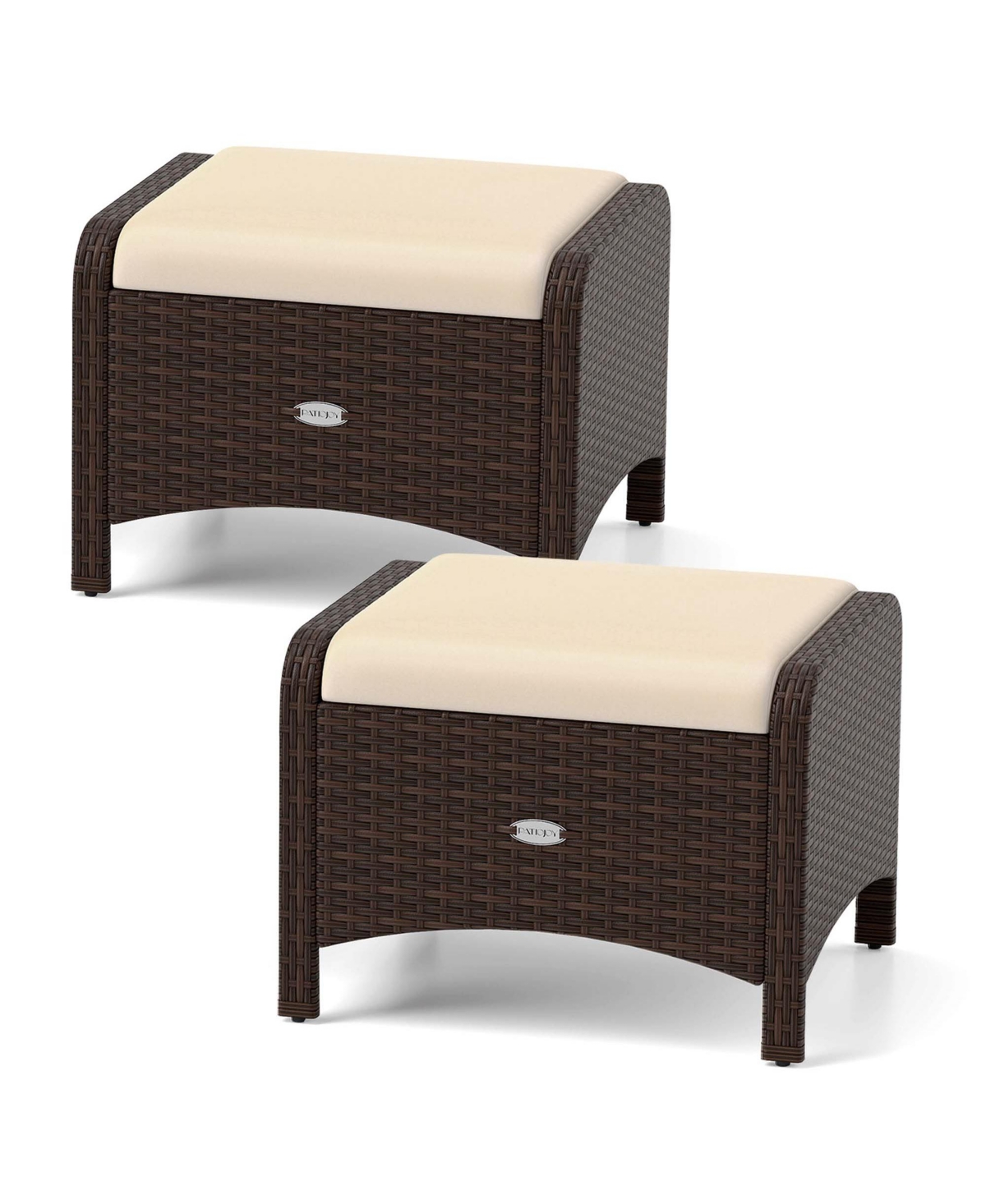 Click here for Costway 2 Pieces Outdoor Patio Pe Wicker Ottomans... prices