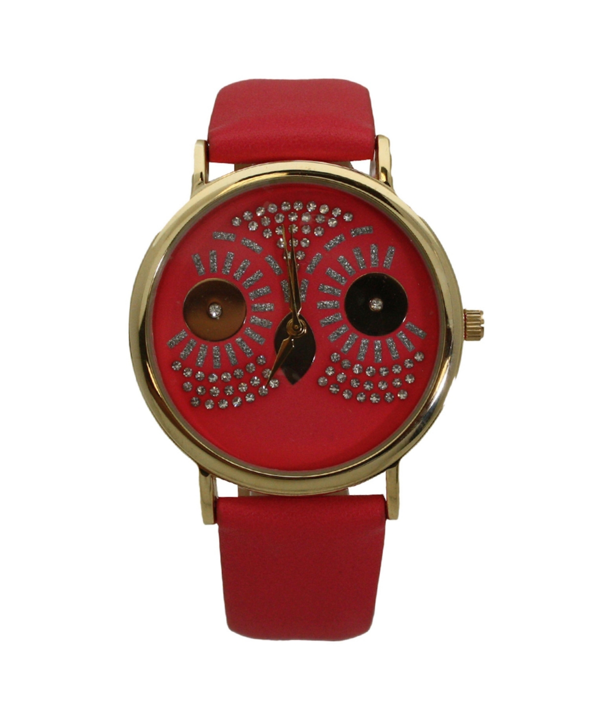 Click here for Hot Pink Dazzling Owl Face Leather Strap Watch - H... prices