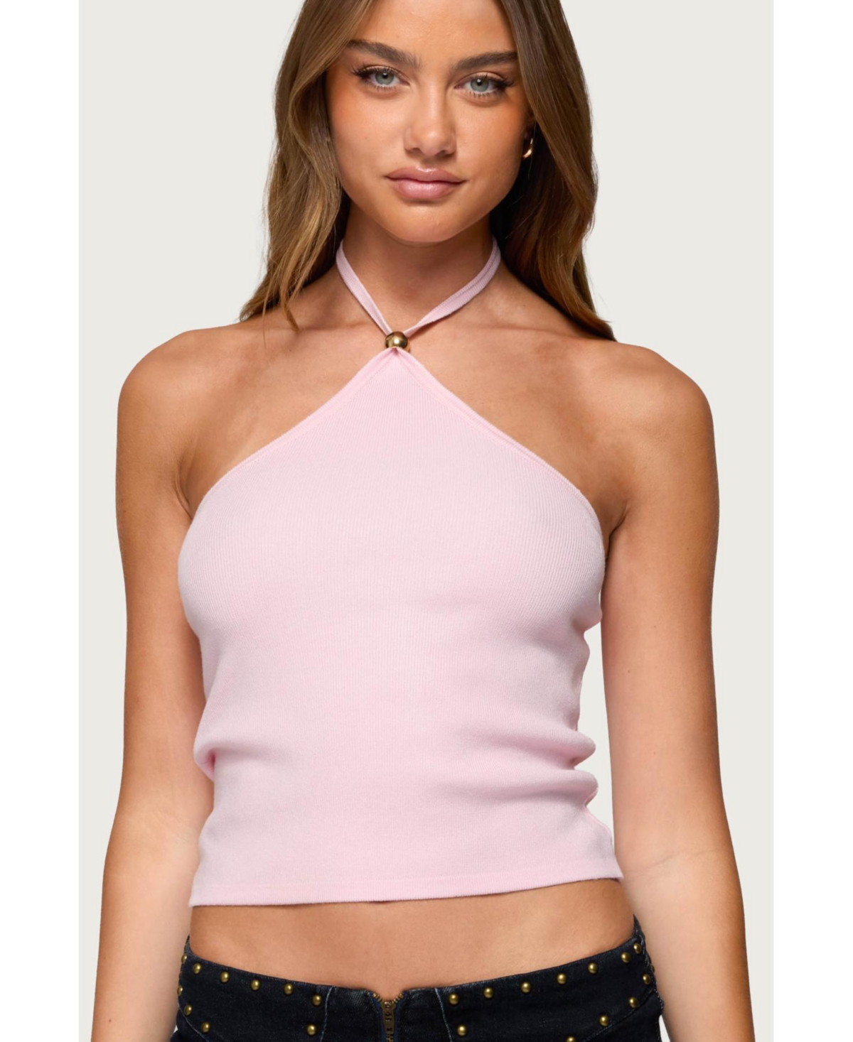Click here for Edikted Womens Hollis Knit Halter Top - Light-pink prices