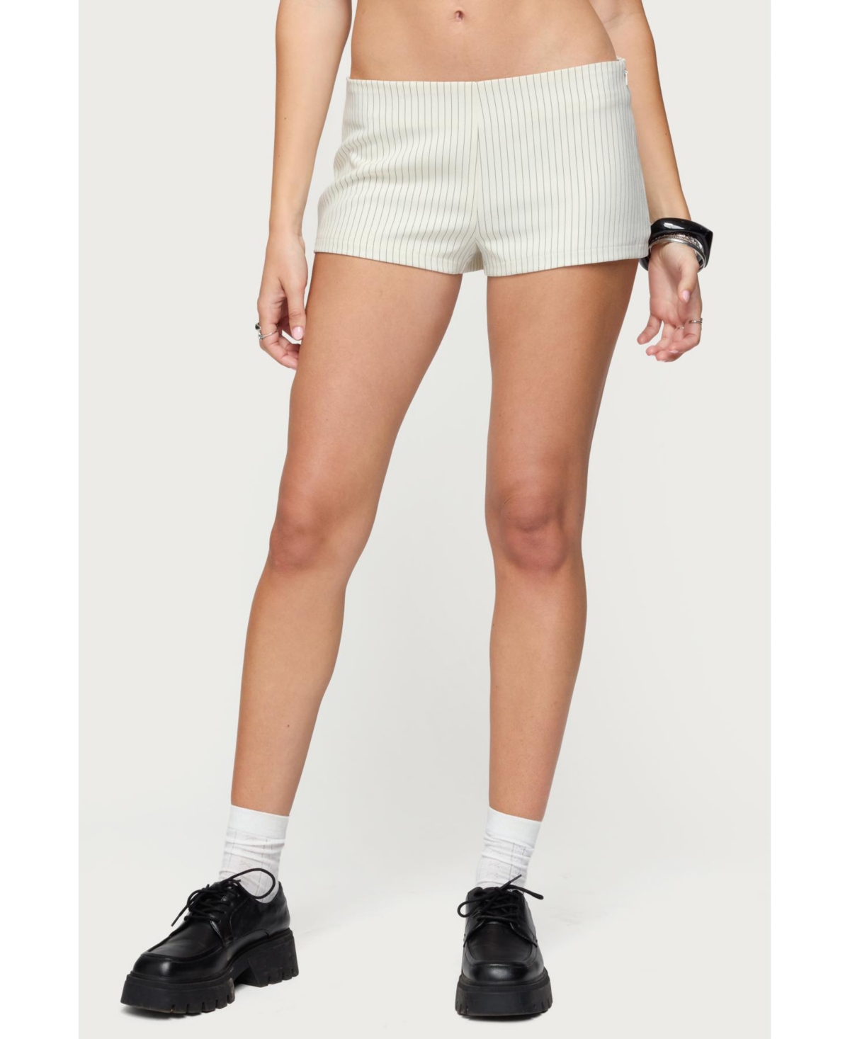 Click here for Edikted Womens Annalisa Pinstripe Shorts - Cream prices