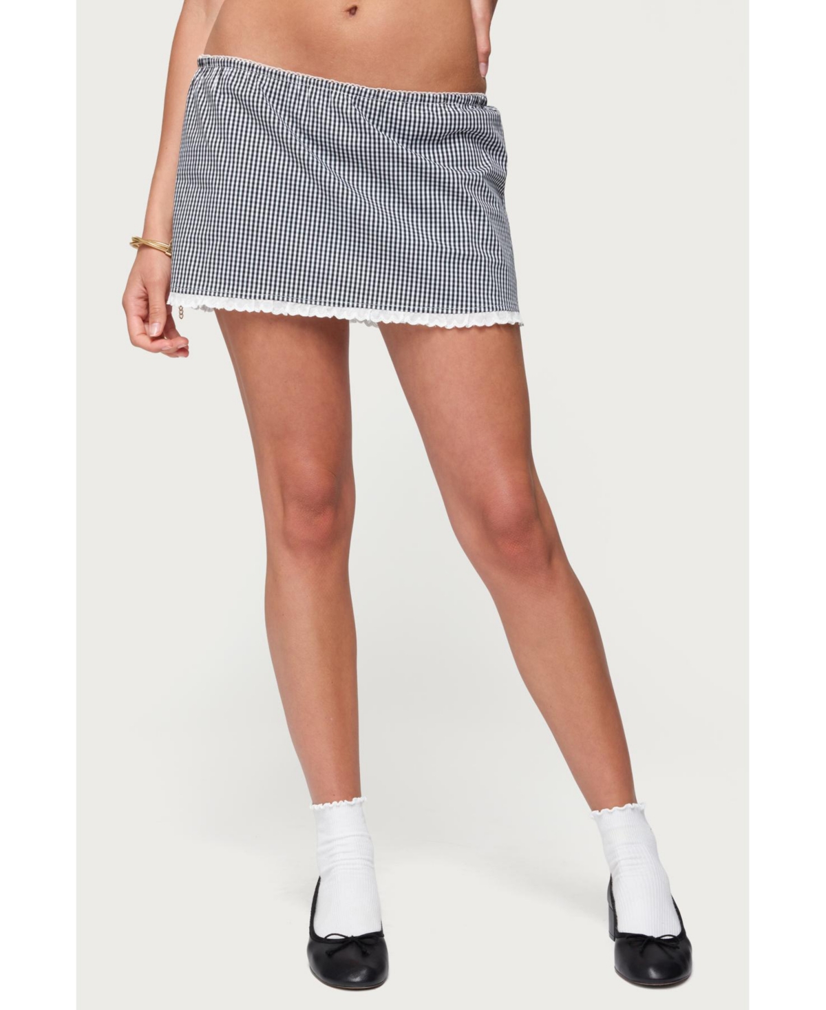 Click here for Edikted Womens Paige Gingham Mini Skort - Black-an... prices