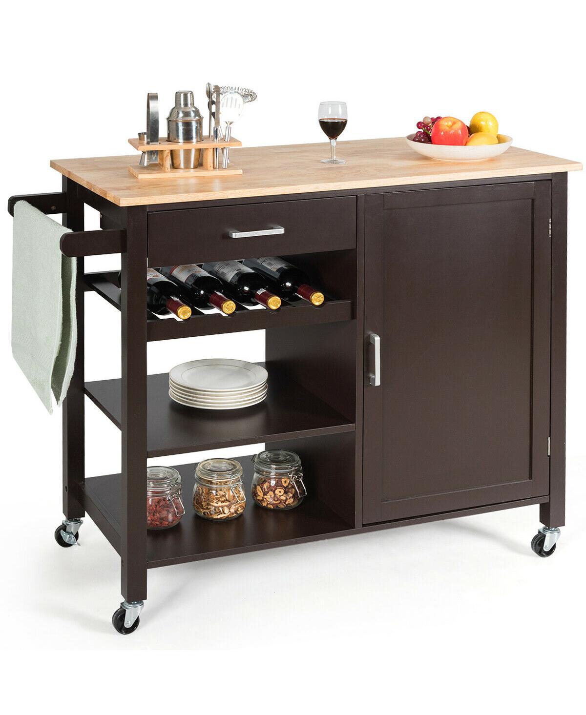 Click here for Gymax 4-Tier Wood Kitchen Island Trolley Cart Stor... prices