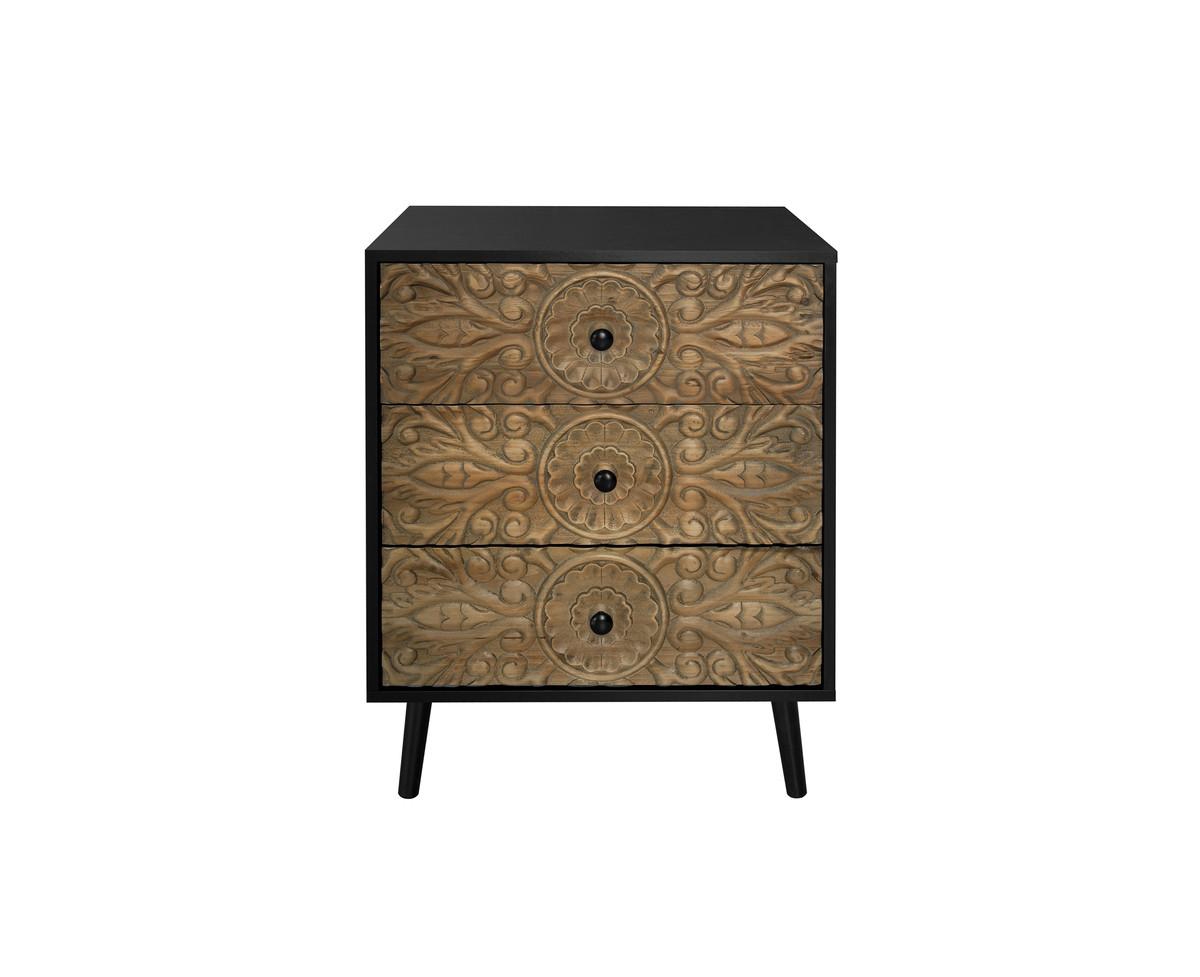Click here for Casainc Carved Storage Cabinet with 3 Drawer - Bla... prices